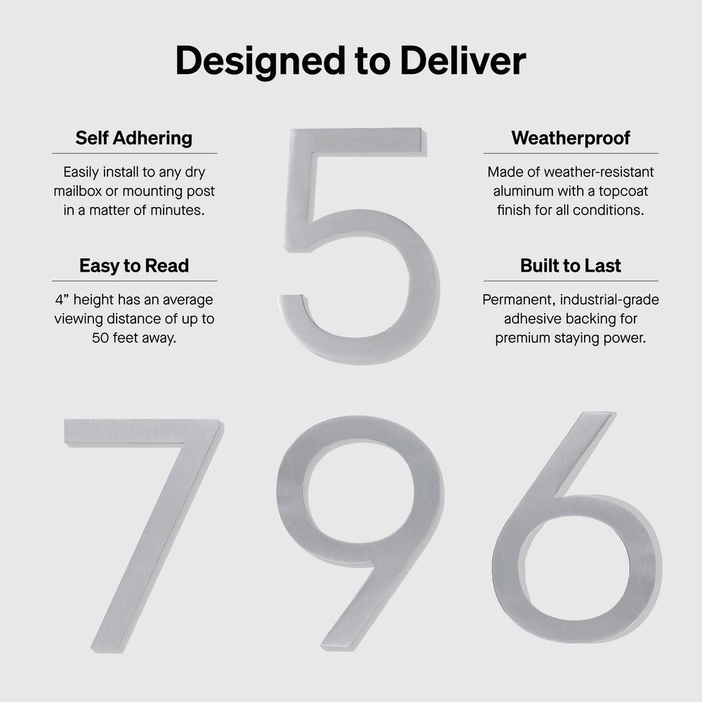 Modern 4-Inch House Address Numbers | Adoorn